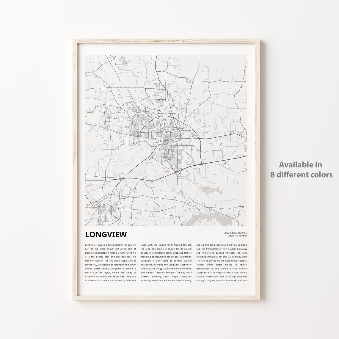 Longview Map Print, Longview Travel Map, Longview Wall Decor Art ...