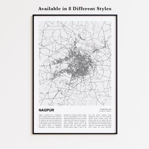 Nagpur Map Print, Nagpur Travel Map, Nagpur Wall Decor Art, Nagpur ...