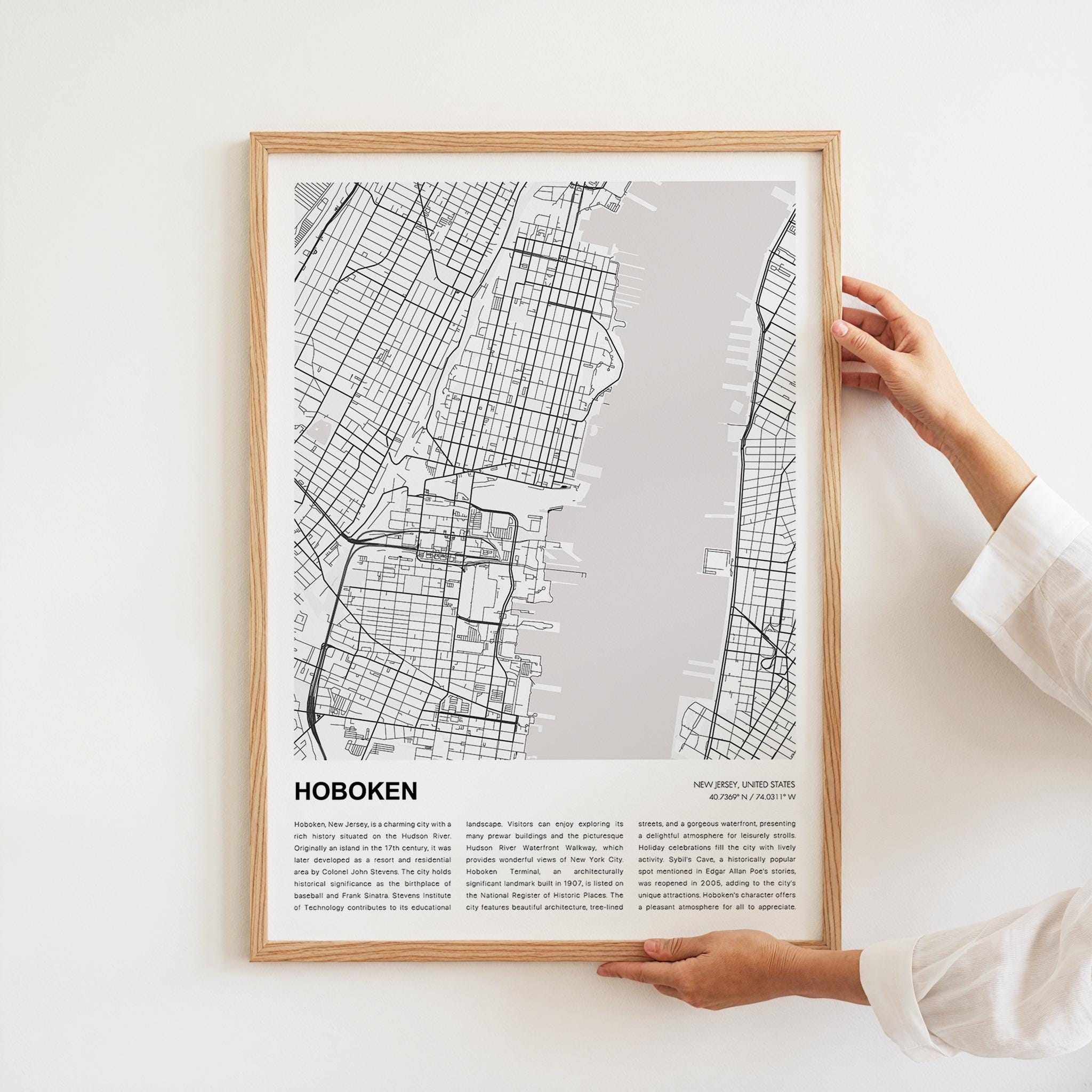 Hoboken Map Print, Hoboken Travel Map, Hoboken Wall Decor Art, Hoboken ...