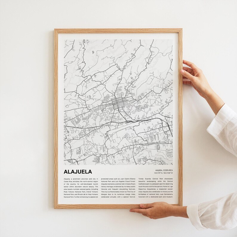 Alajuela Map Print, Alajuela Travel Map, Alajuela Wall Decor Art ...