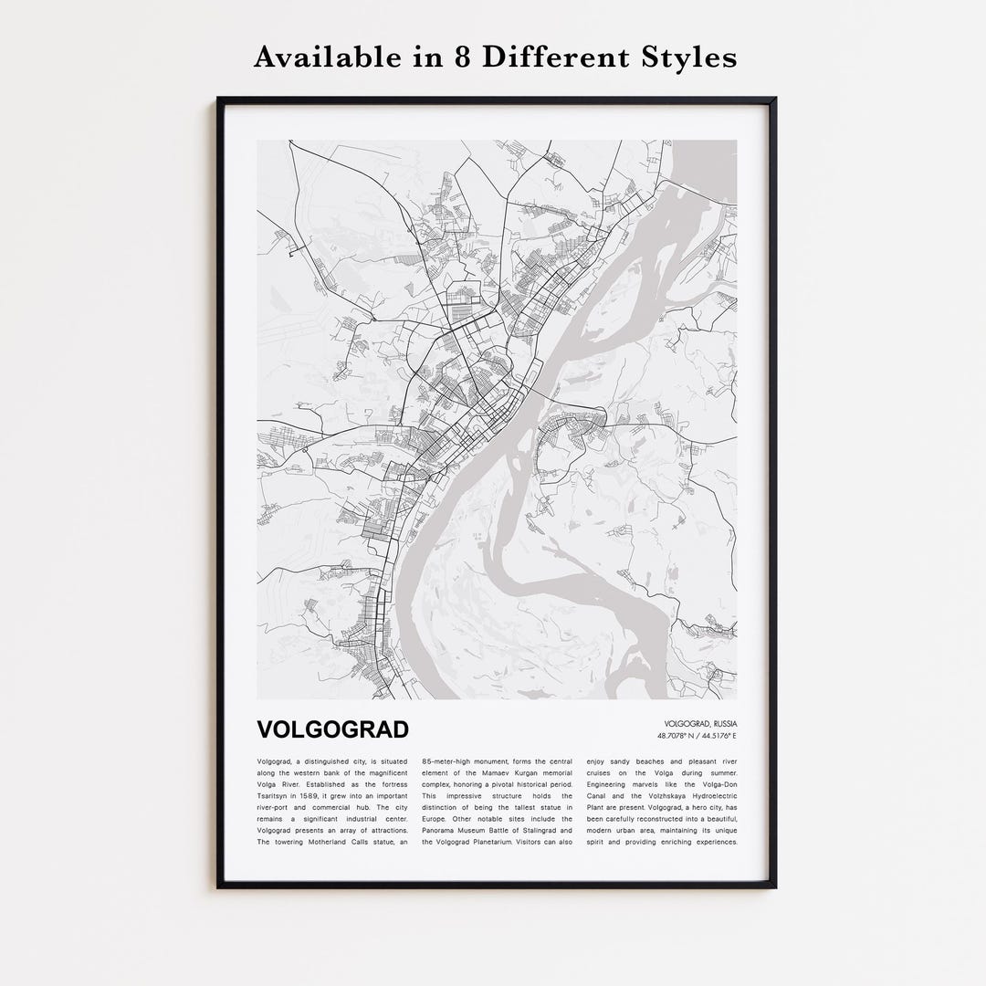 Volgograd Map Print, Volgograd Travel Map, Volgograd Wall Decor Art ...