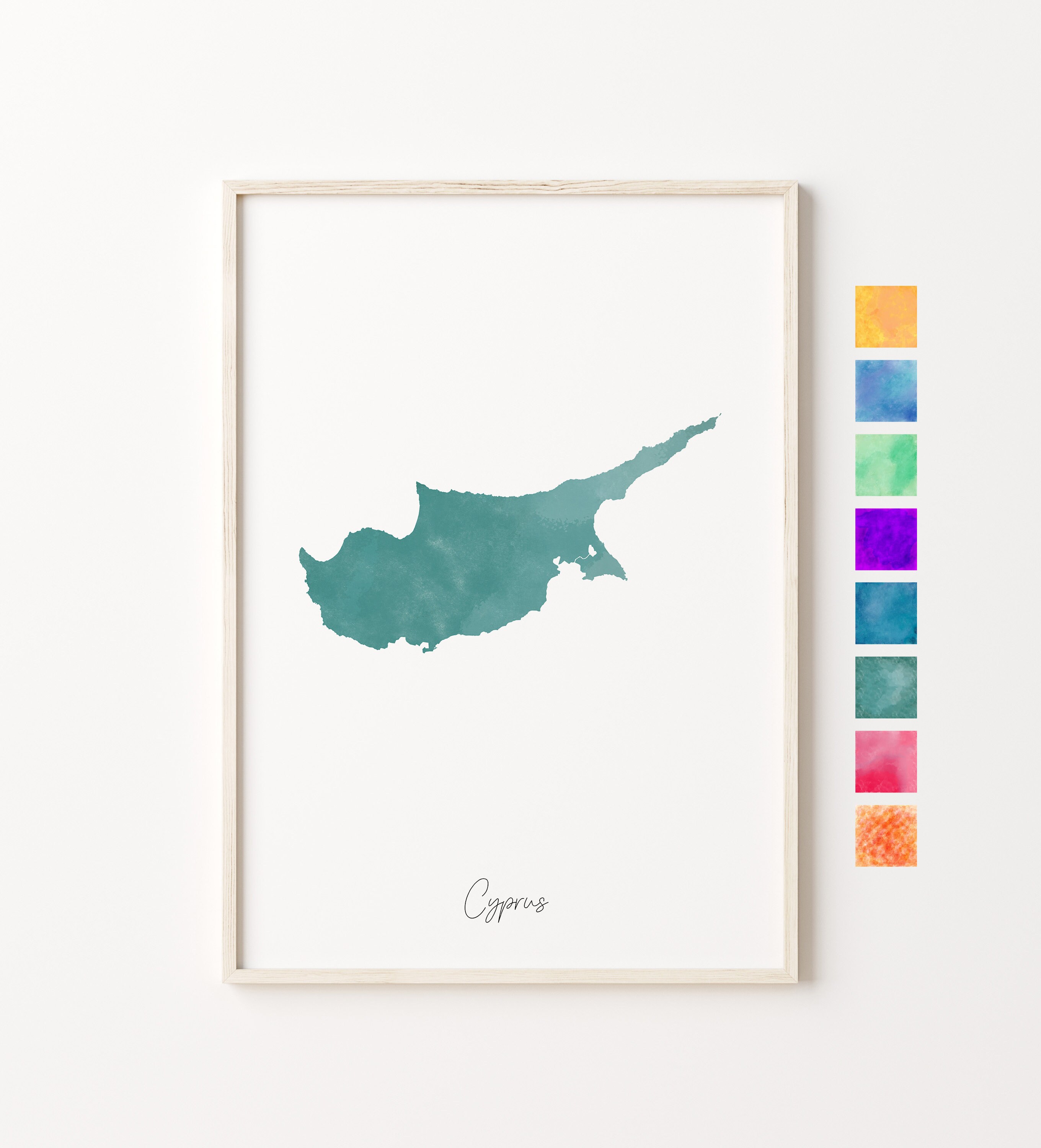 Cyprus Watercolor Map, Cyprus Pastel Print, Cyprus Minimal Art, Cyprus ...
