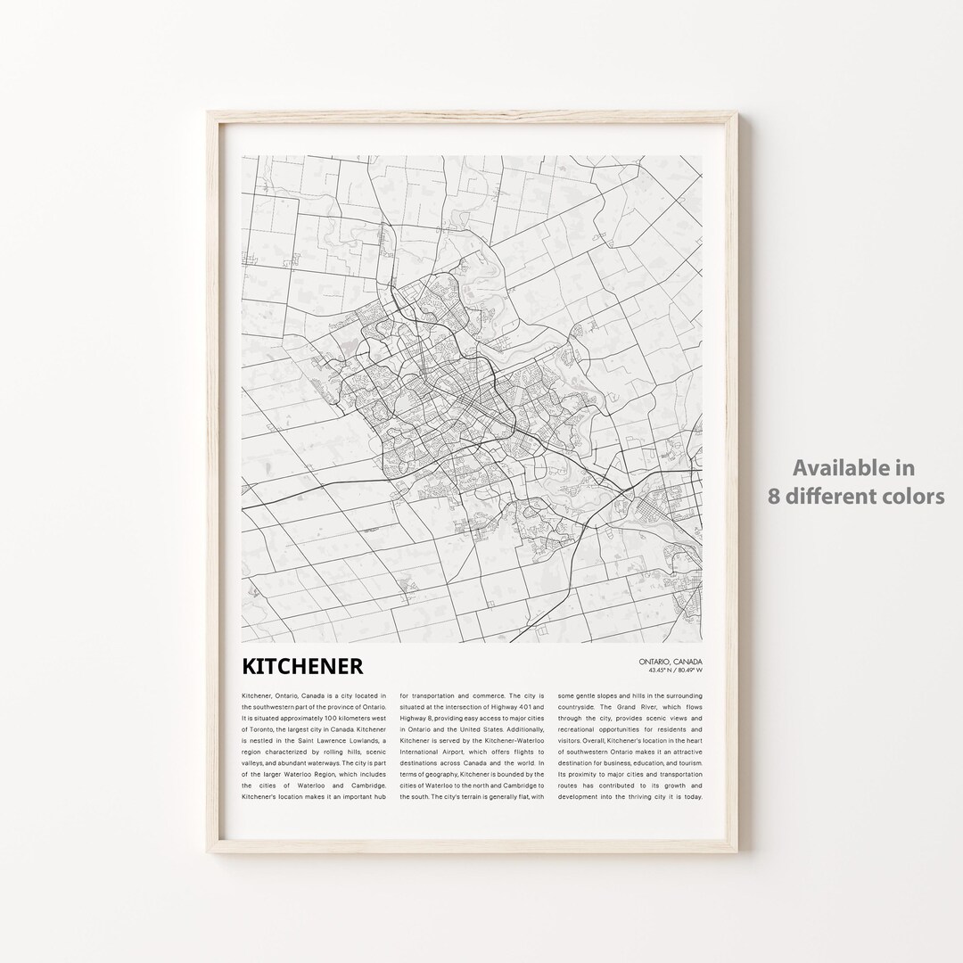 Kitchener Map Print, Kitchener Travel Map, Kitchener Wall Decor Art ...