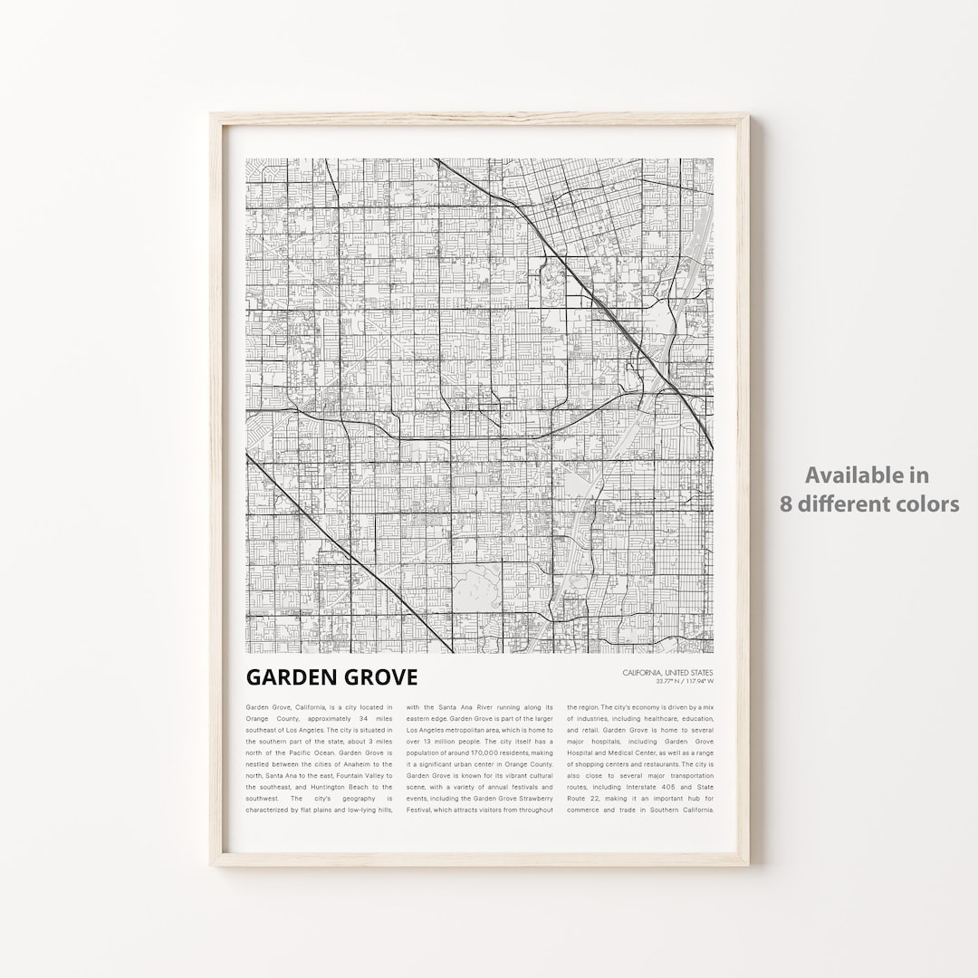 Garden Grove Map Print, Garden Grove Travel Map, Garden Grove Wall ...
