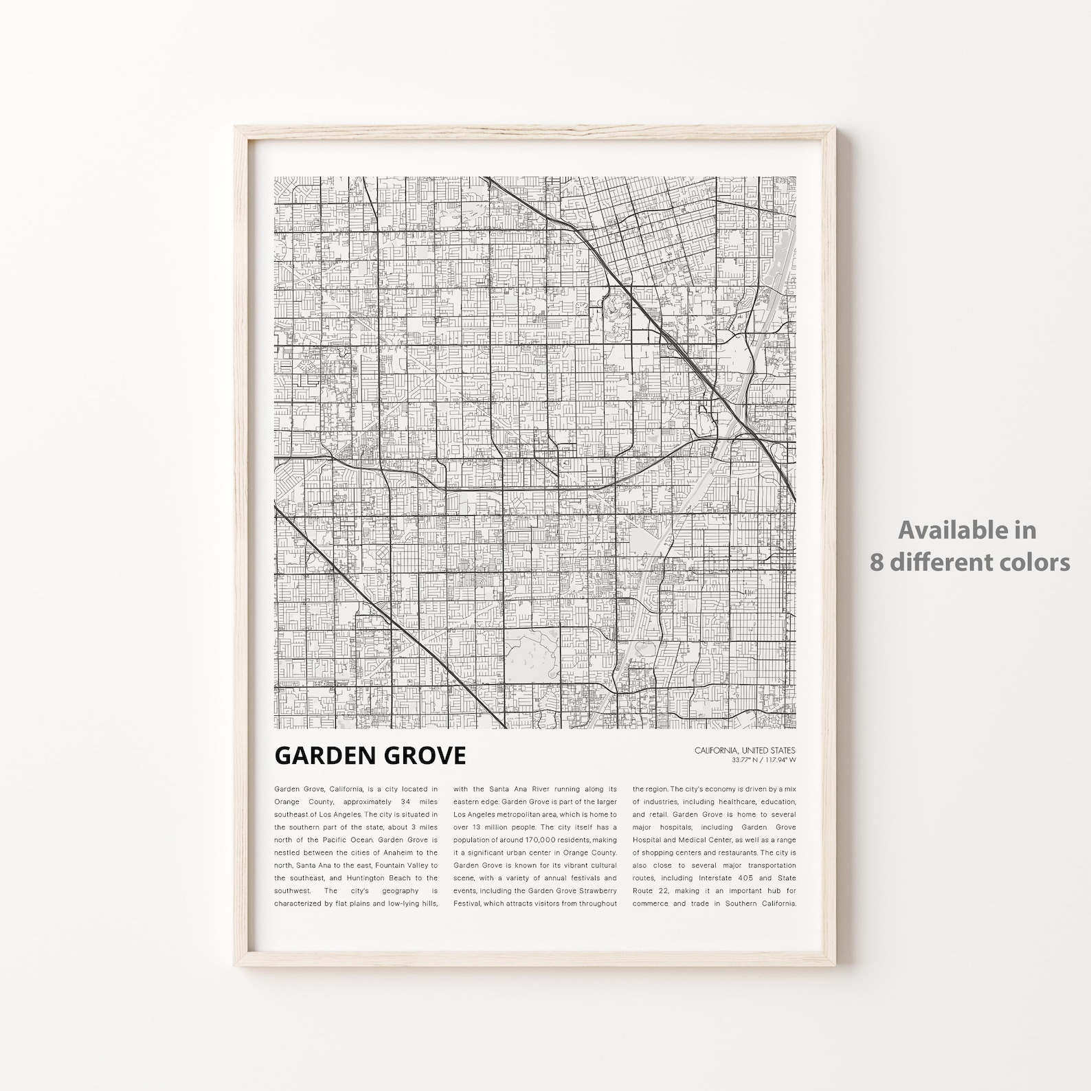Garden Grove Map Print, Garden Grove Travel Map, Garden Grove Wall ...