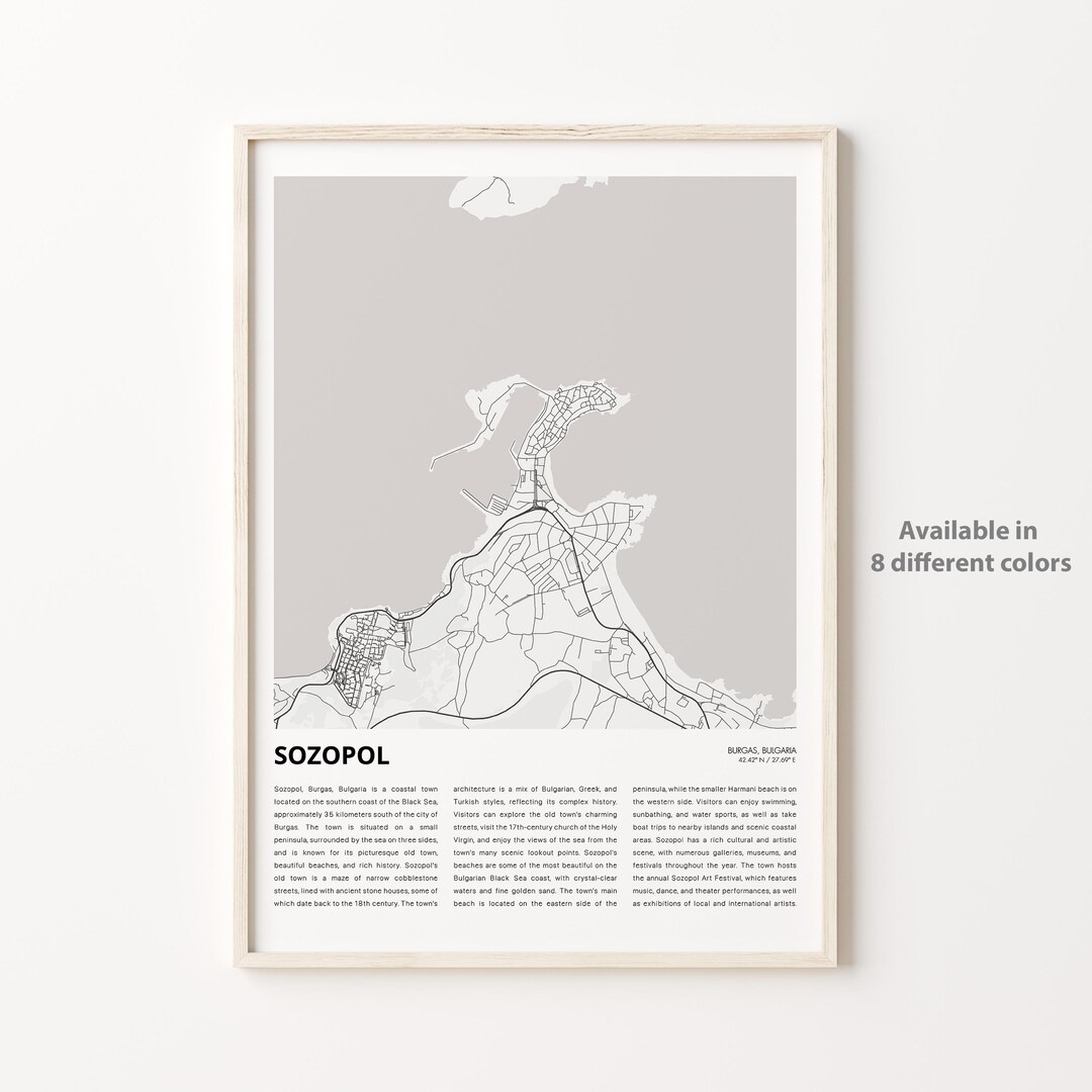 Sozopol Map Print, Sozopol Travel Map, Sozopol Wall Decor Art, Sozopol ...