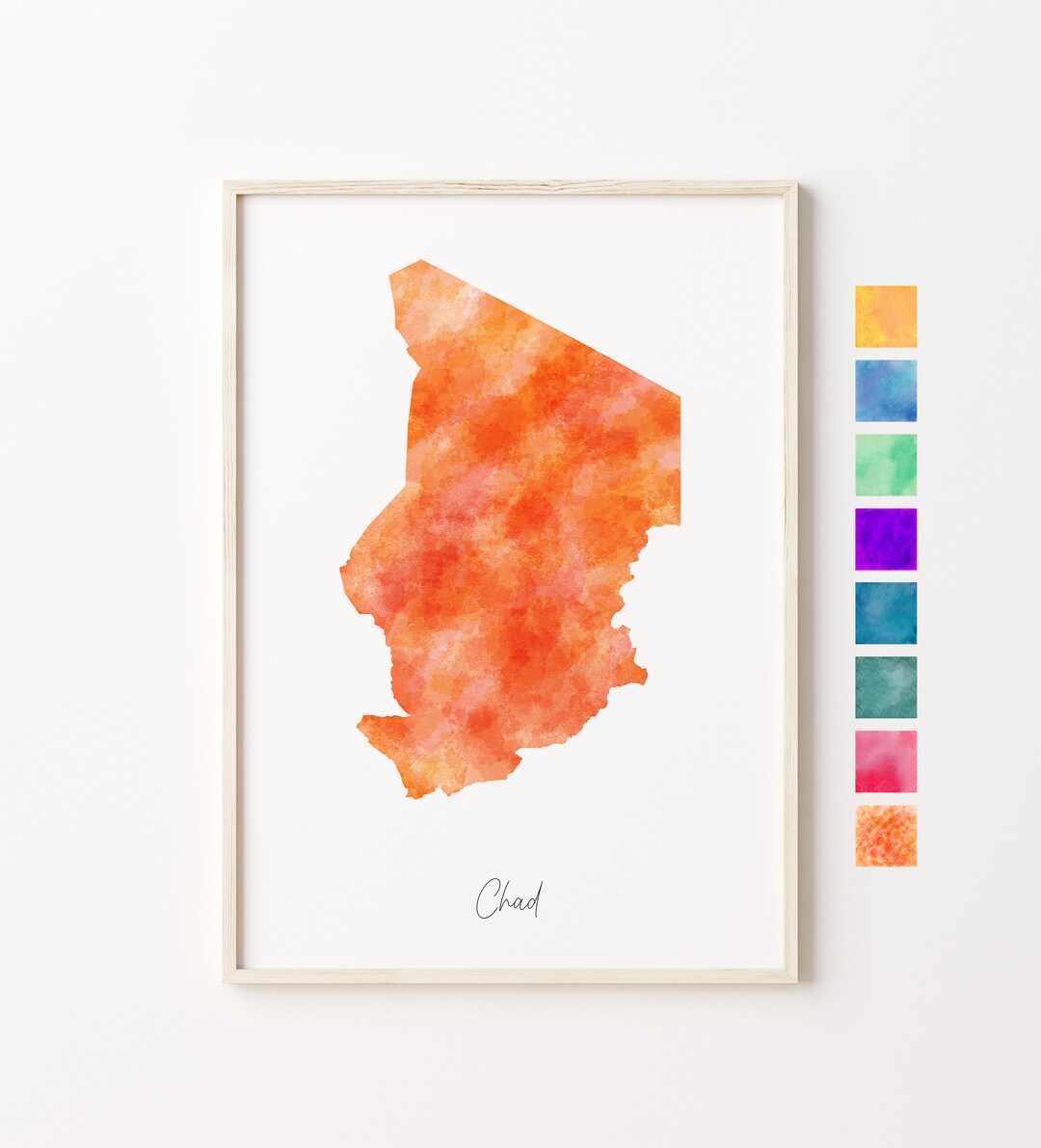 Chad Watercolor Map, Chad Pastel Print, Chad Minimal Art, Chad Wall Art ...