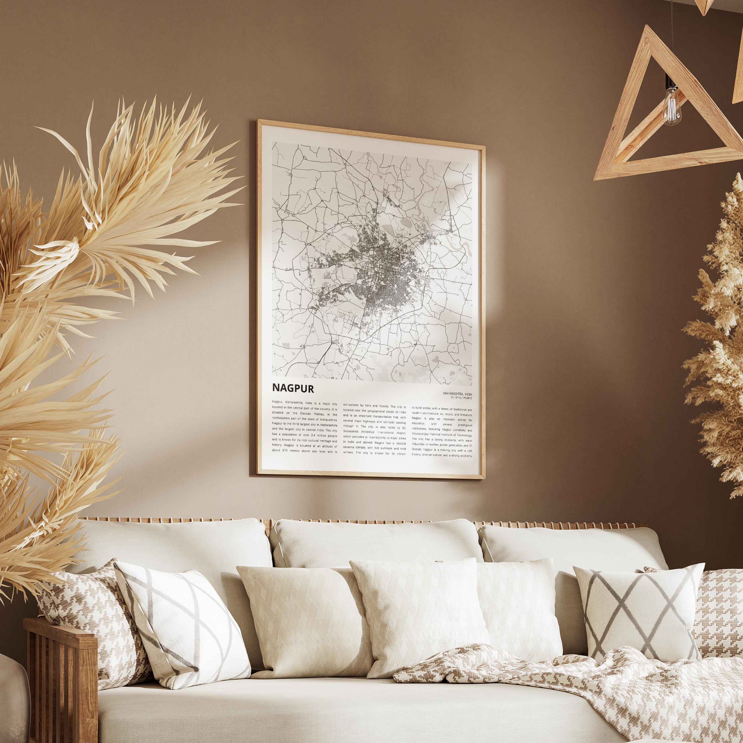 Nagpur Map Print, Nagpur Travel Map, Nagpur Wall Decor Art, Nagpur ...