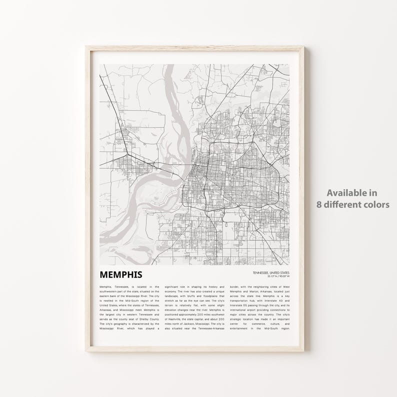 Memphis Map Print, Memphis Travel Map, Memphis Wall Decor Art, Memphis ...
