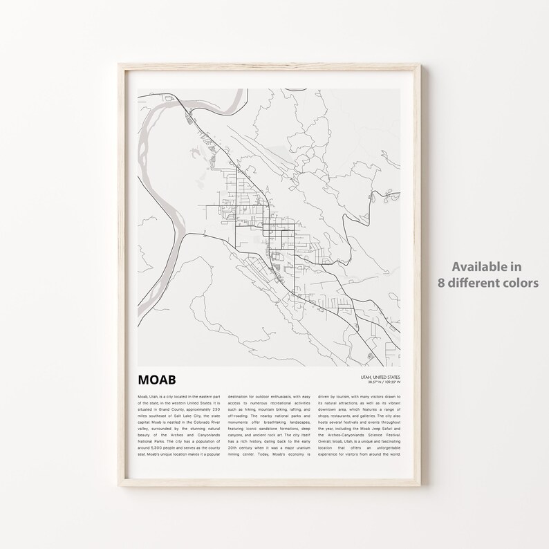 Moab Map Print, Moab Travel Map, Moab Wall Decor Art, Moab Utah ...