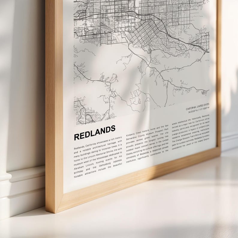 Redlands Map Print, Redlands Travel Map, Redlands Wall Decor Art ...