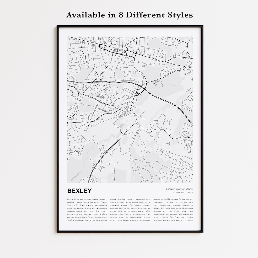 Bexley Map Print, Bexley Travel Map, Bexley Wall Decor Art, Bexley ...