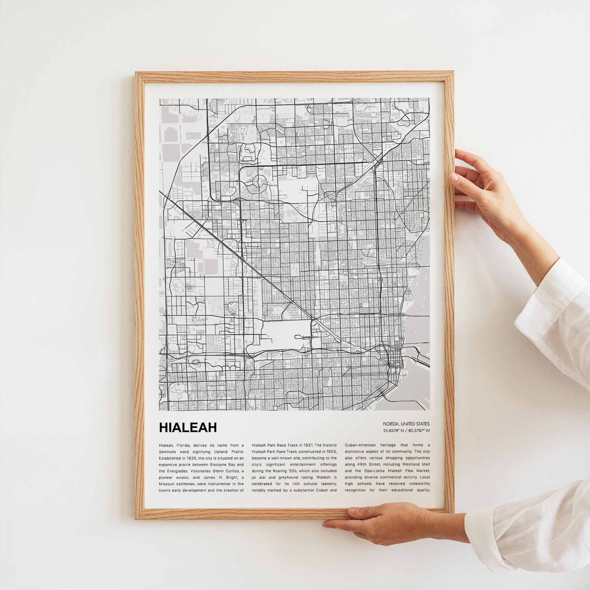 Hialeah Map Print, Hialeah Travel Map, Hialeah Wall Decor Art, Hialeah ...