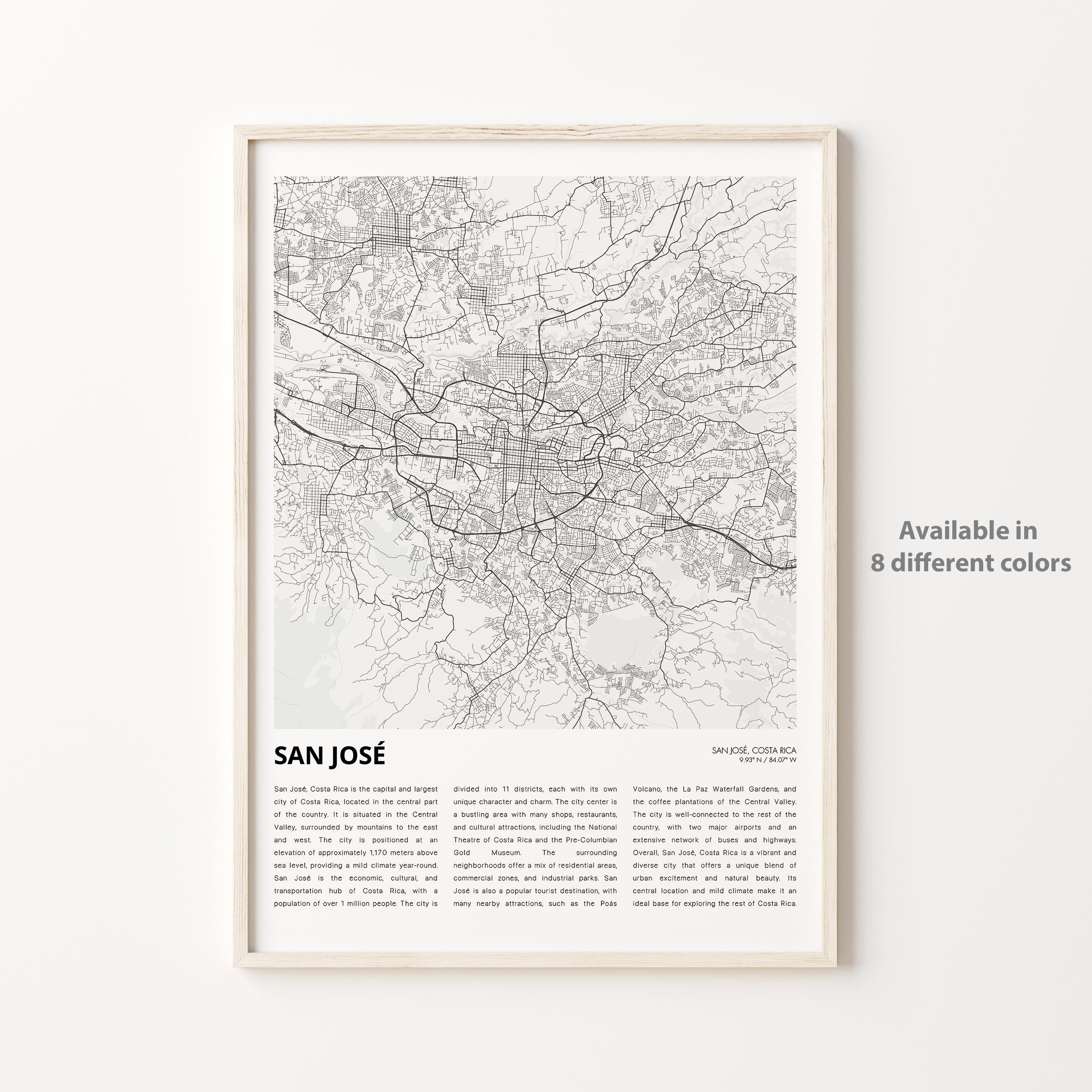 San José Map Print, San José Travel Map, San José Wall Decor Art, San ...