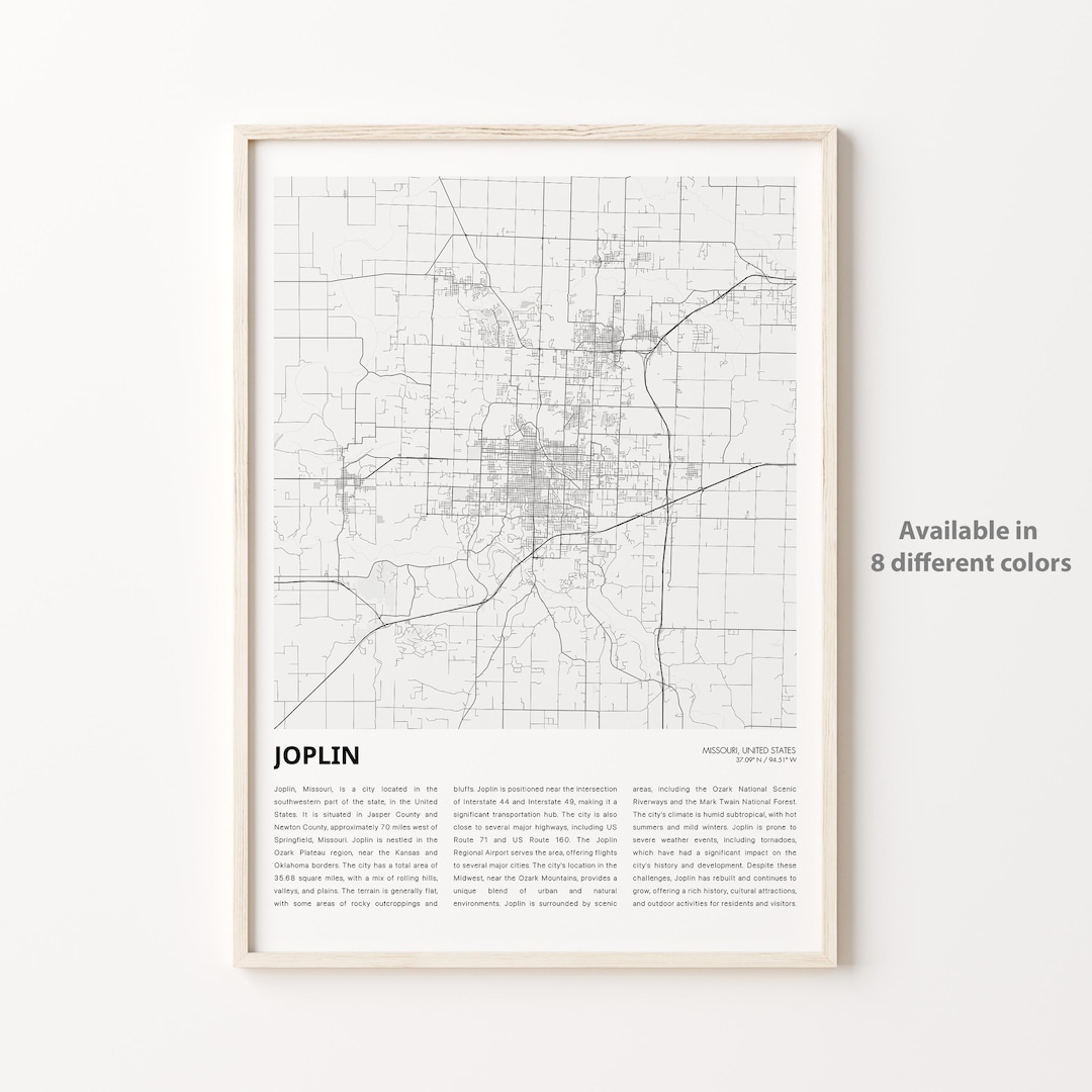Joplin Map Print, Joplin Travel Map, Joplin Wall Decor Art, Joplin ...
