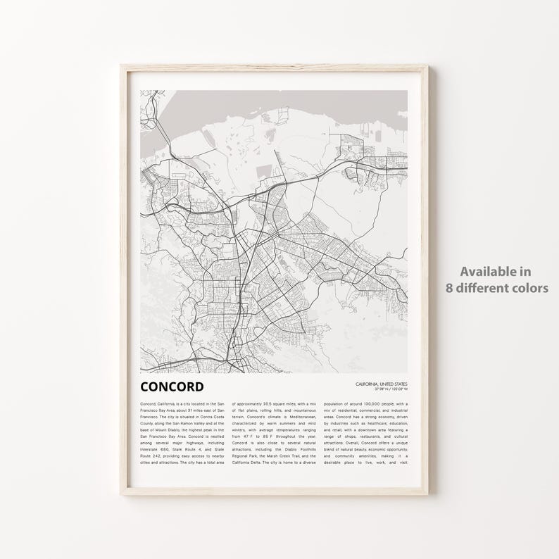 Concord Map Print, Concord Travel Map, Concord Wall Decor Art, Concord ...