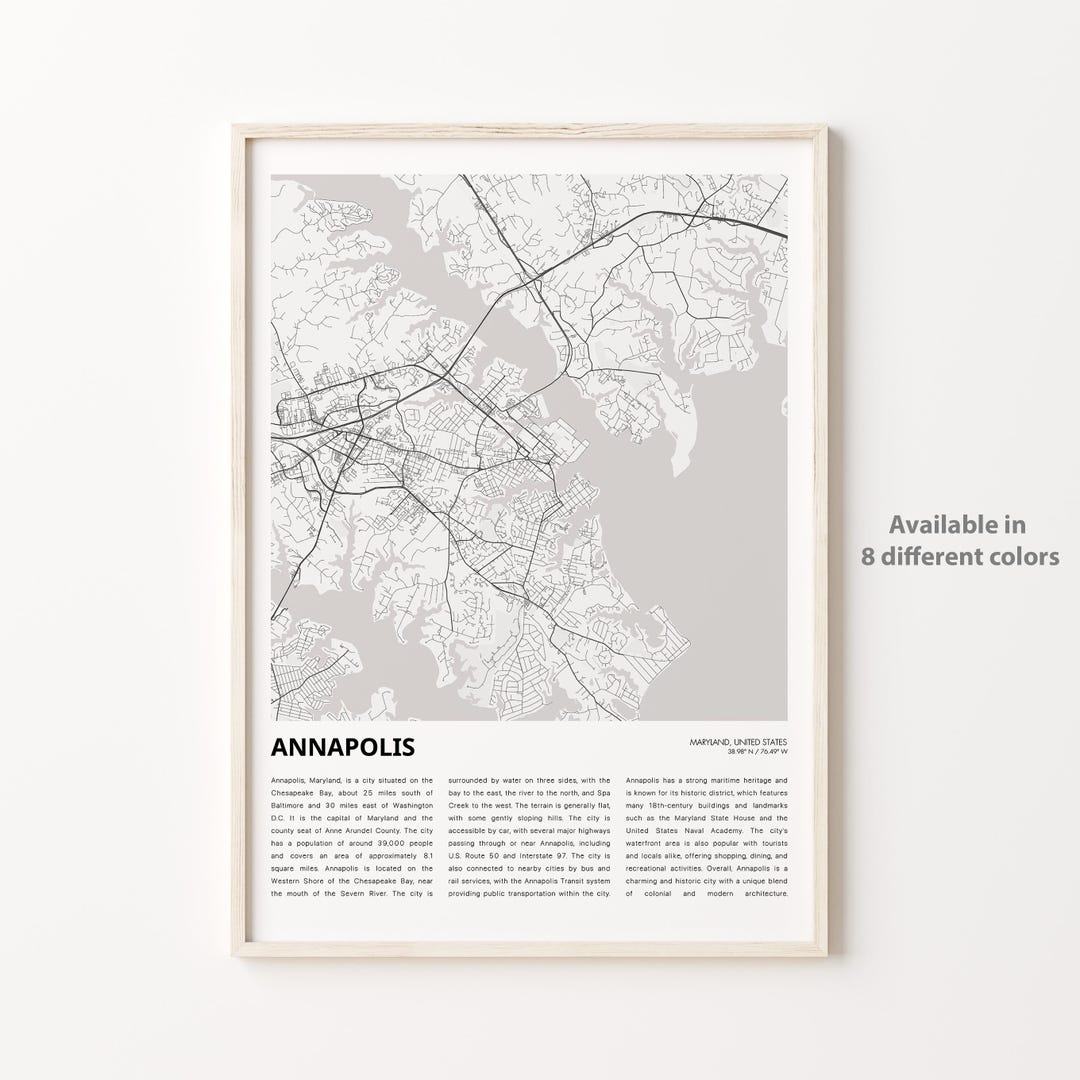 Annapolis Map Print, Annapolis Travel Map, Annapolis Wall Decor Art ...