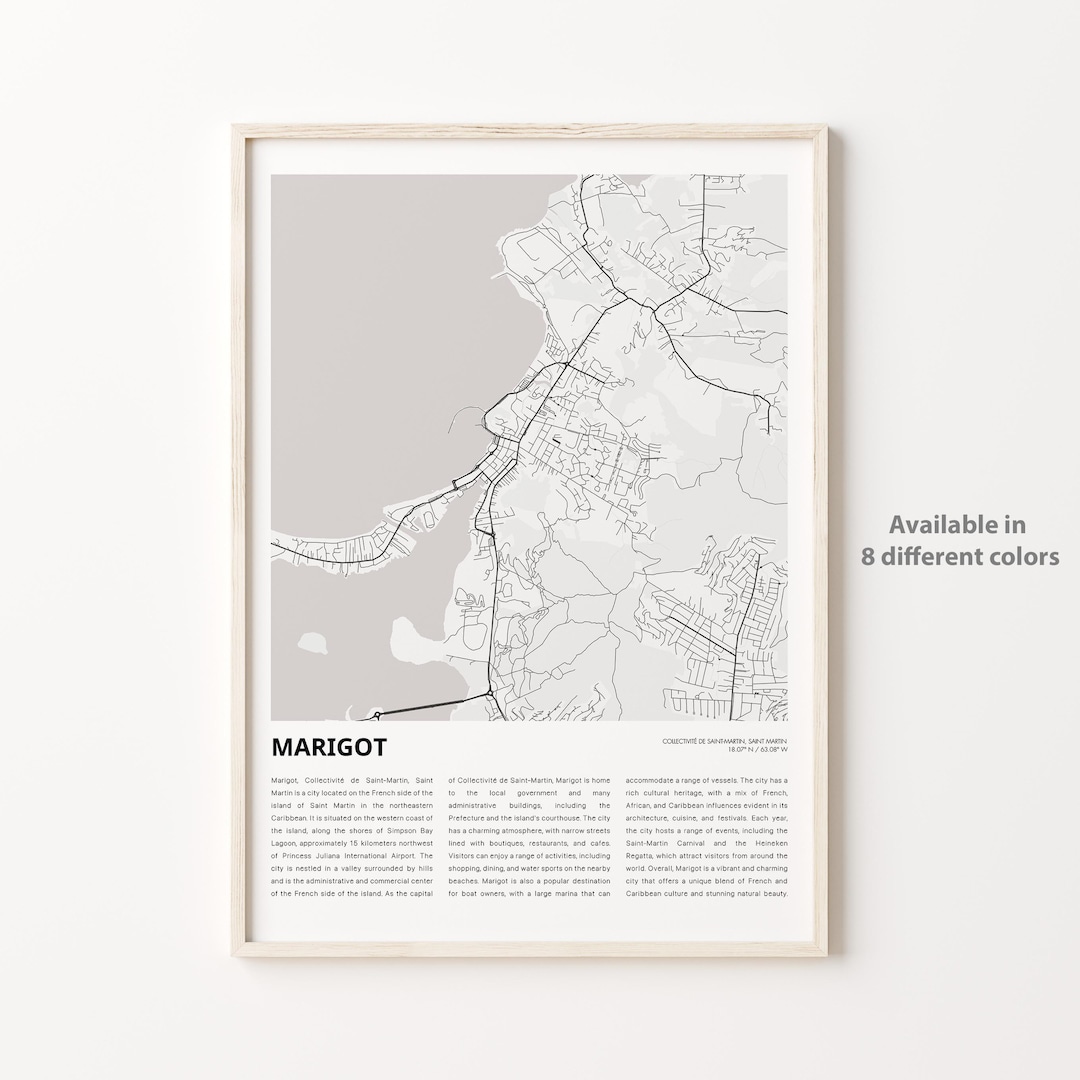 Marigot Map Print, Marigot Travel Map, Marigot Wall Decor Art, Marigot ...