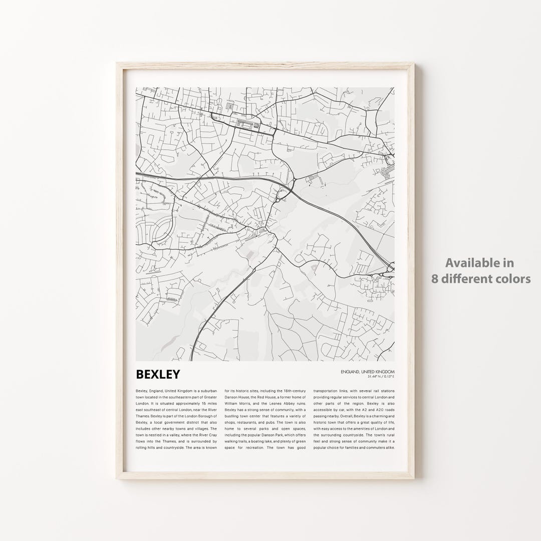 Bexley Map Print, Bexley Travel Map, Bexley Wall Decor Art, Bexley ...