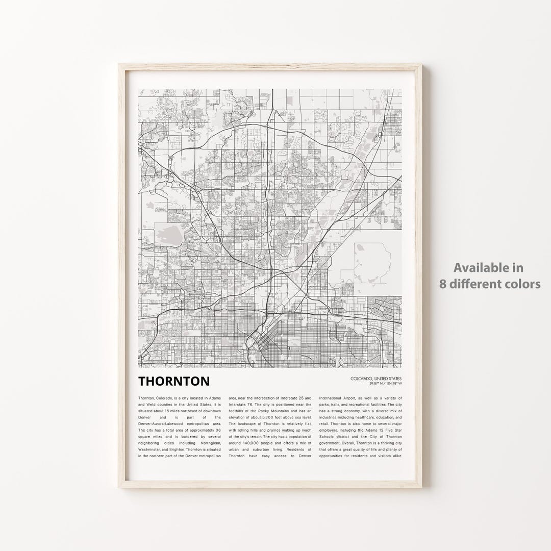 Thornton Map Print, Thornton Travel Map, Thornton Wall Decor Art ...