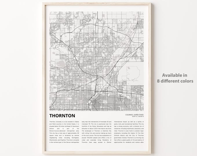 Thornton Map Print Minimalistic Wall Art Poster City Maps Scandinavian ...