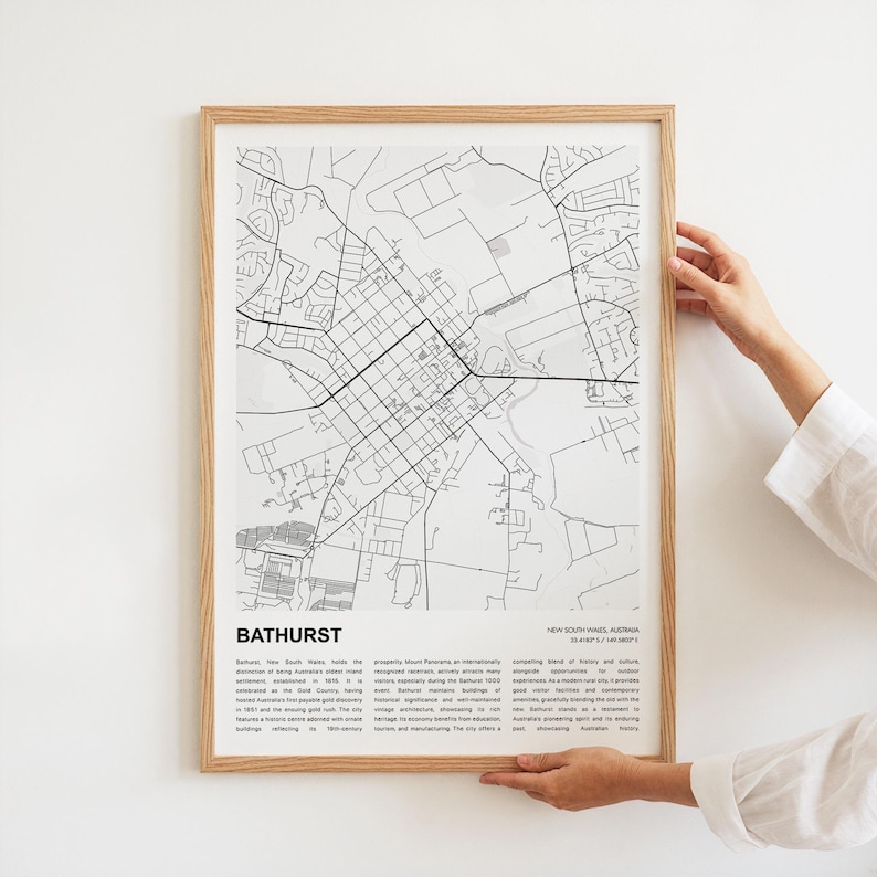 Bathurst Map Print, Bathurst Travel Map, Bathurst Wall Decor Art ...
