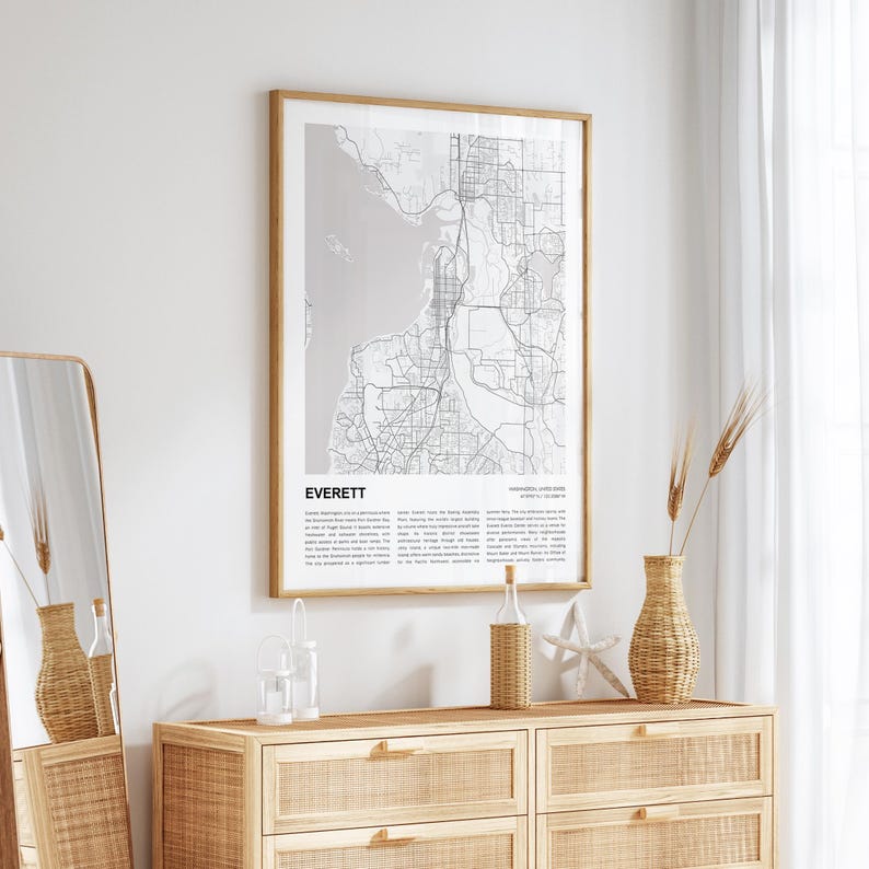 Everett Map Print, Everett Travel Map, Everett Wall Decor Art, Everett ...