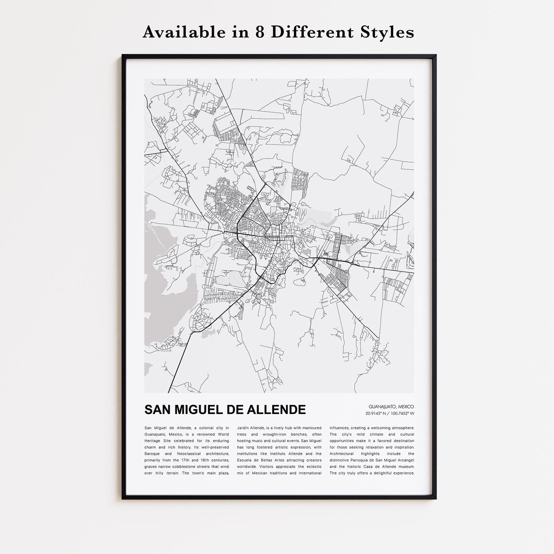 San Miguel De Allende Map Print, San Miguel De Allende Travel Map, San ...
