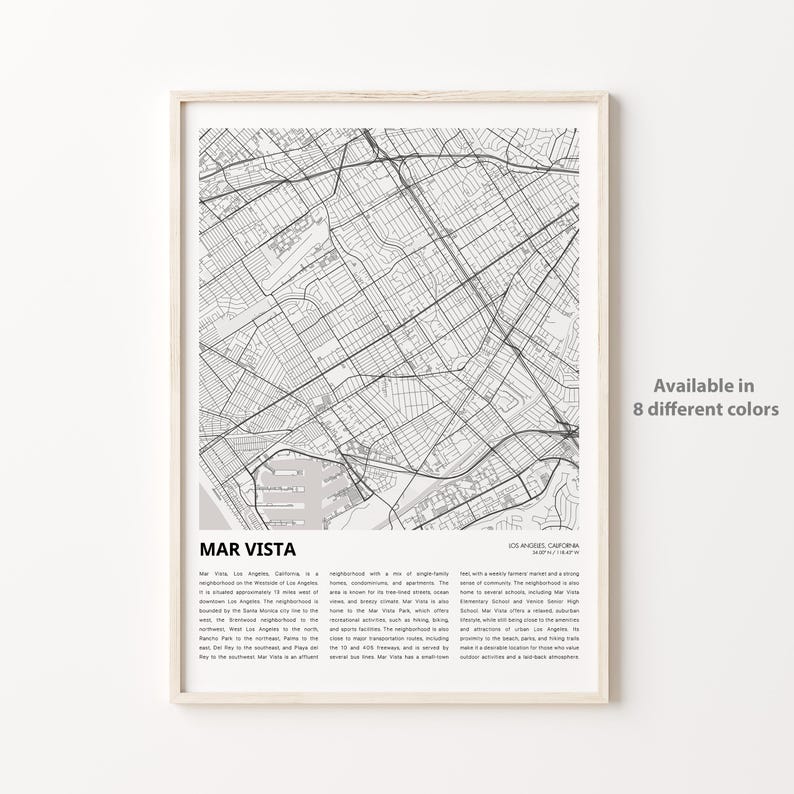 Mar Vista Map Print, Mar Vista Travel Map, Mar Vista Wall Decor Art ...