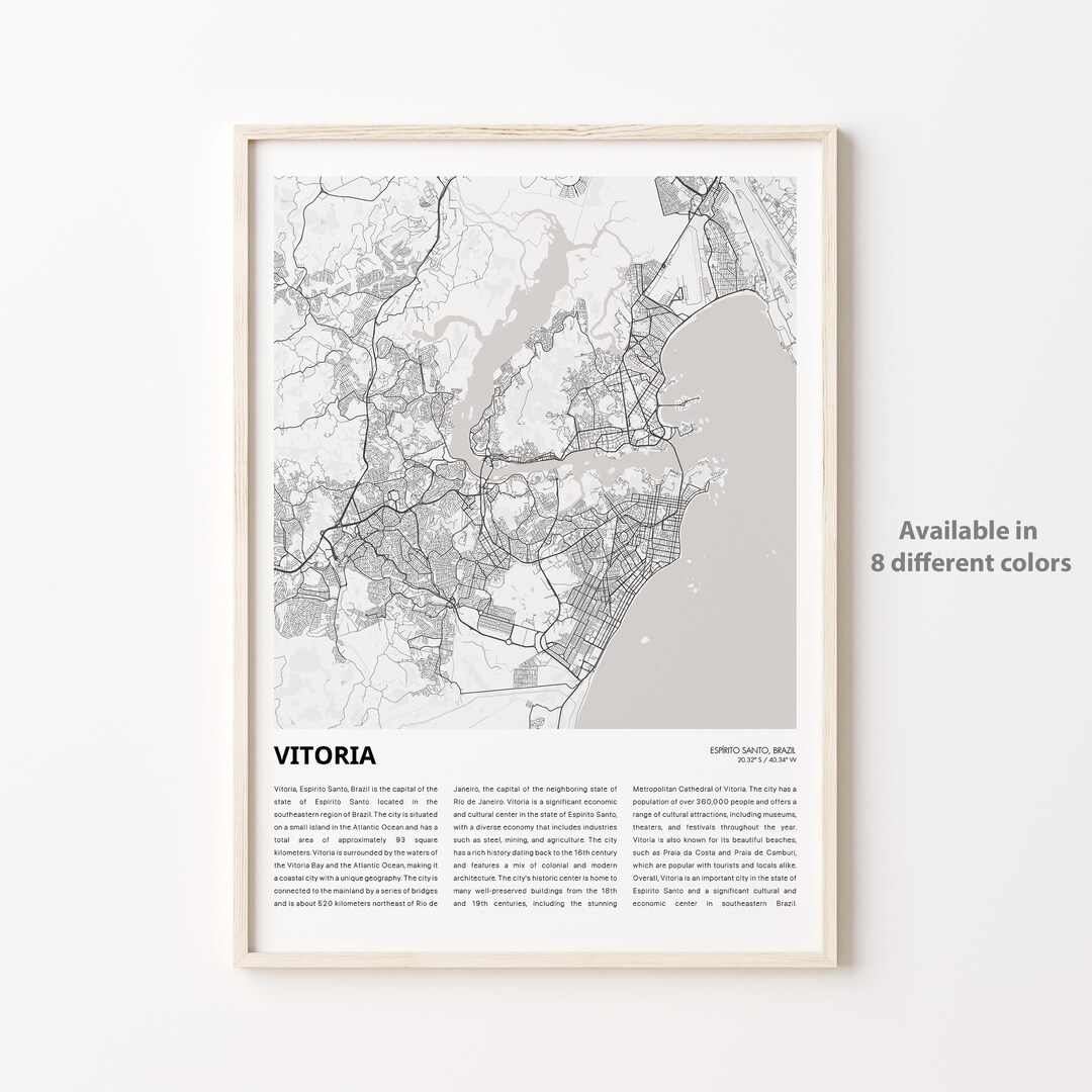 Vitoria Map Print, Vitoria Travel Map, Vitoria Wall Decor Art, Vitoria ...
