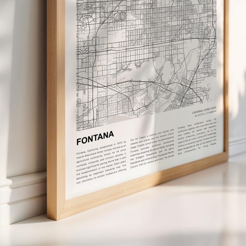 Fontana Map Print, Fontana Travel Map, Fontana Wall Decor Art, Fontana ...