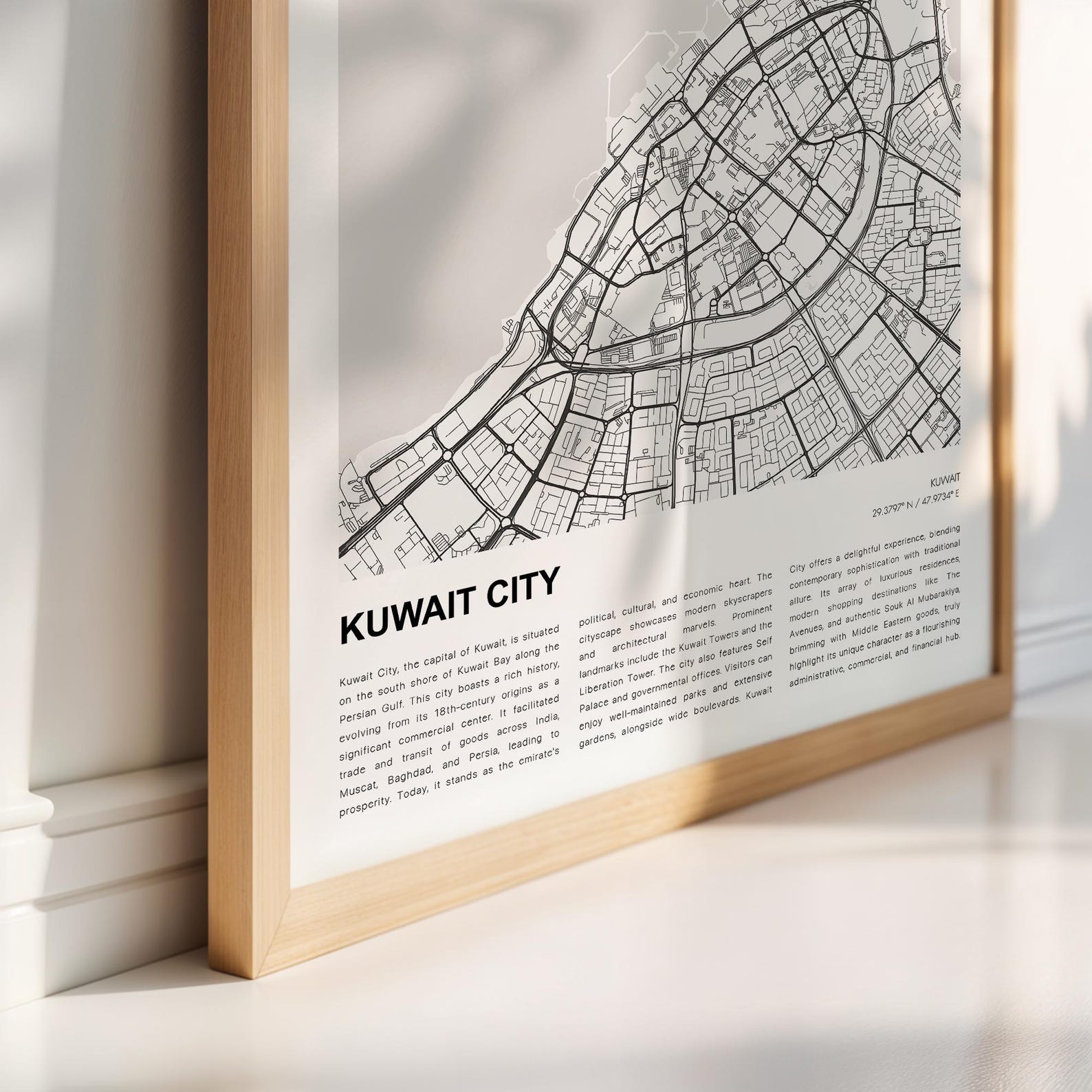 Kuwait City Map Print, Kuwait City Travel Map, Kuwait City Wall Decor ...