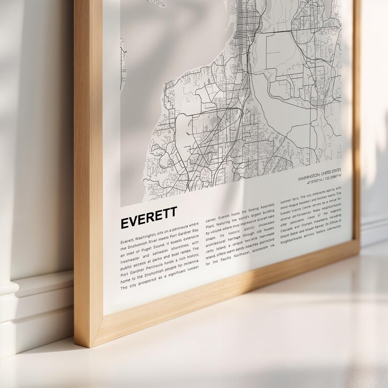 Everett Map Print, Everett Travel Map, Everett Wall Decor Art, Everett ...