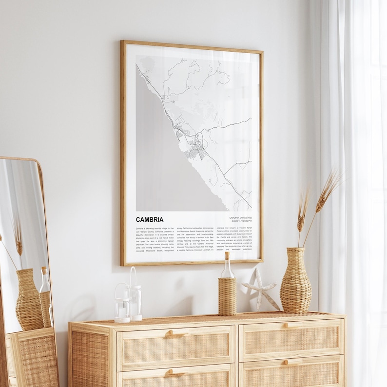 Cambria Map Print, Cambria Travel Map, Cambria Wall Decor Art, Cambria ...