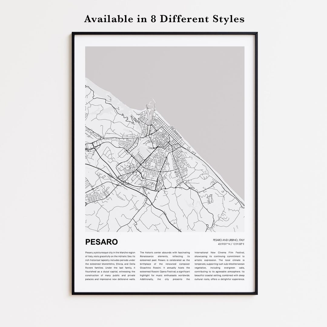 Pesaro Map Print, Pesaro Travel Map, Pesaro Wall Decor Art, Pesaro ...