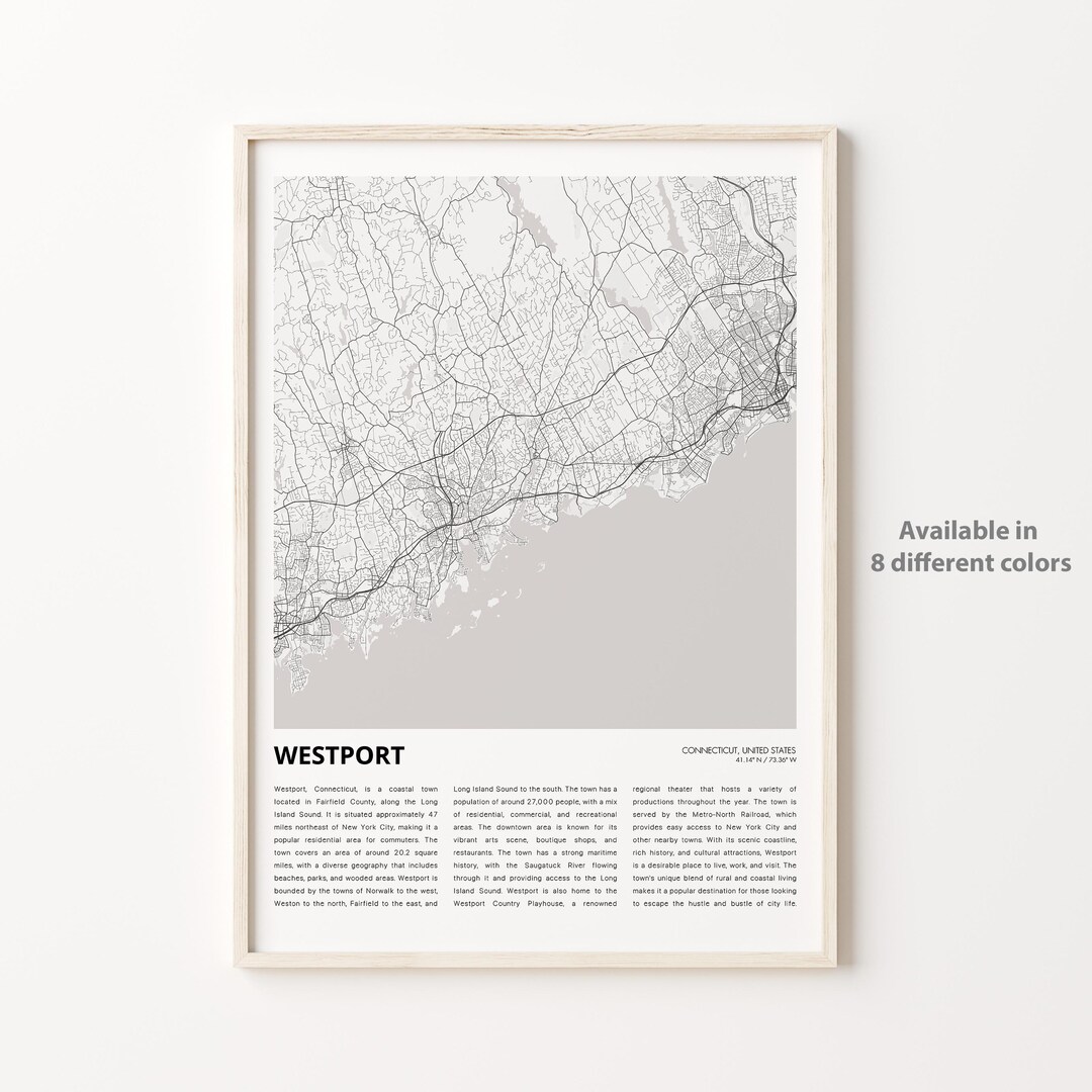 Westport Map Print, Westport Travel Map, Westport Wall Decor Art ...