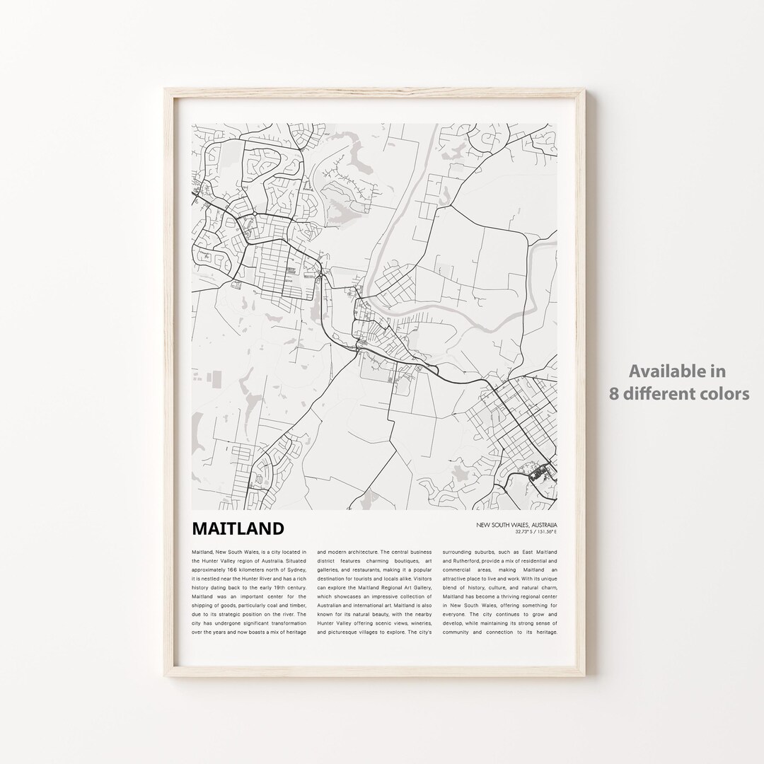 Maitland Map Print, Maitland Travel Map, Maitland Wall Decor Art ...