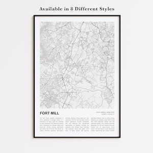 Fort Mill Map Print, Fort Mill Travel Map, Fort Mill Wall Decor Art ...