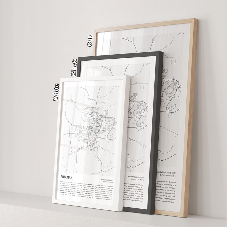 Pullman Map Print, Pullman Travel Map, Pullman Wall Decor Art, Pullman ...