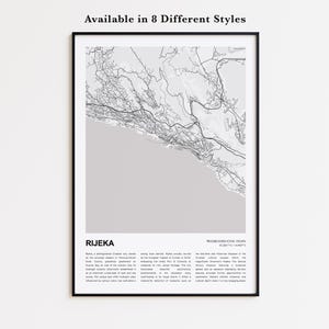 Rijeka Map Print, Rijeka Travel Map, Rijeka Wall Decor Art, Rijeka ...