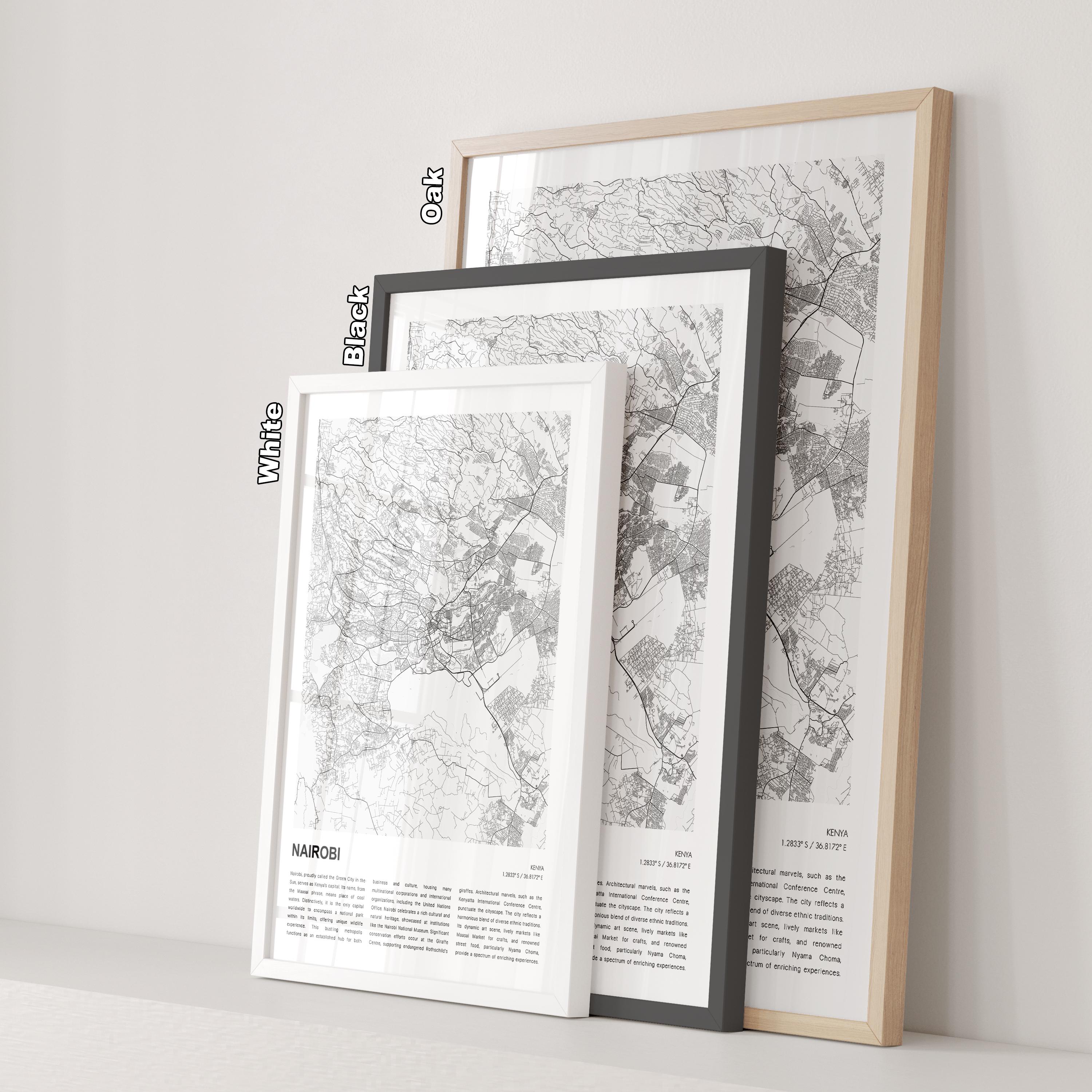 Nairobi Map Print, Nairobi Travel Map, Nairobi Wall Decor Art, Nairobi ...