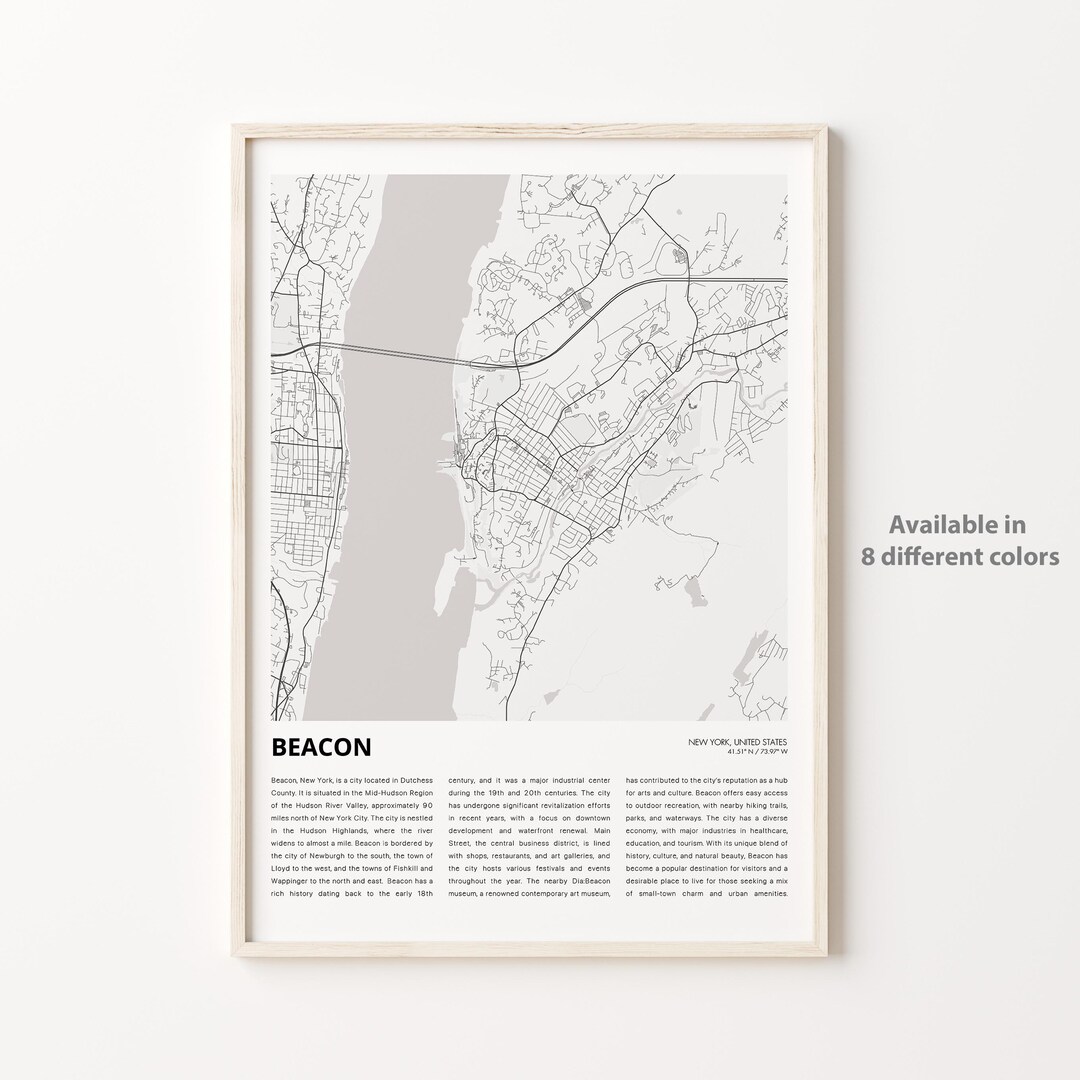 Beacon Map Print, Beacon Travel Map, Beacon Wall Decor Art, Beacon New ...