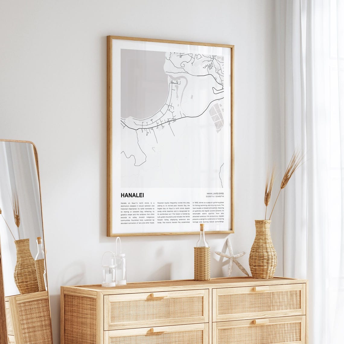 Hanalei Map Print, Hanalei Travel Map, Hanalei Wall Decor Art, Hanalei ...