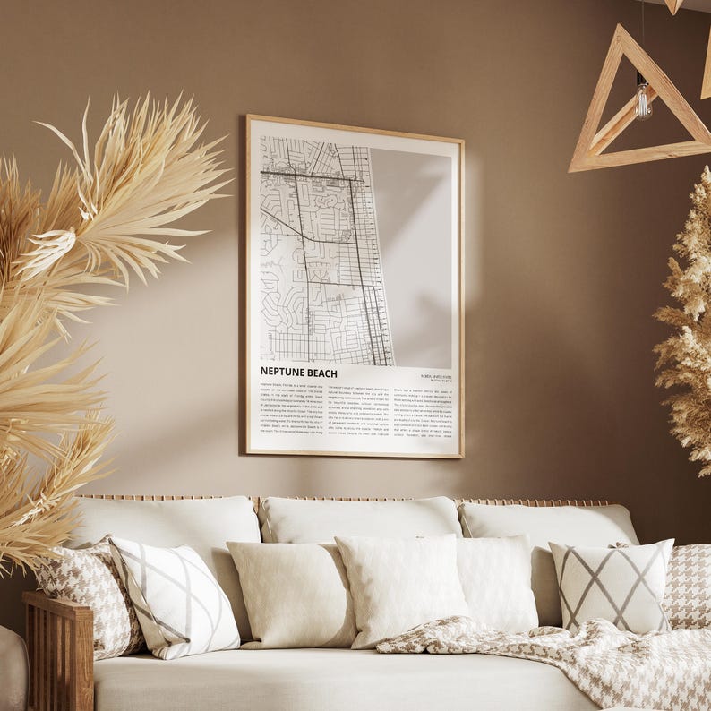 Neptune Beach Map Print, Neptune Beach Travel Map, Neptune Beach Wall ...