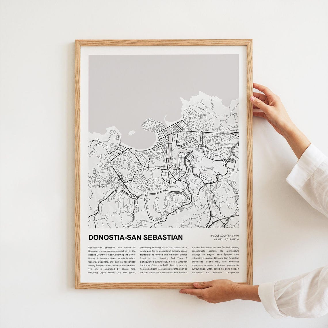 Donostia-san Sebastian Map Print, Donostia-san Sebastian Travel Map ...