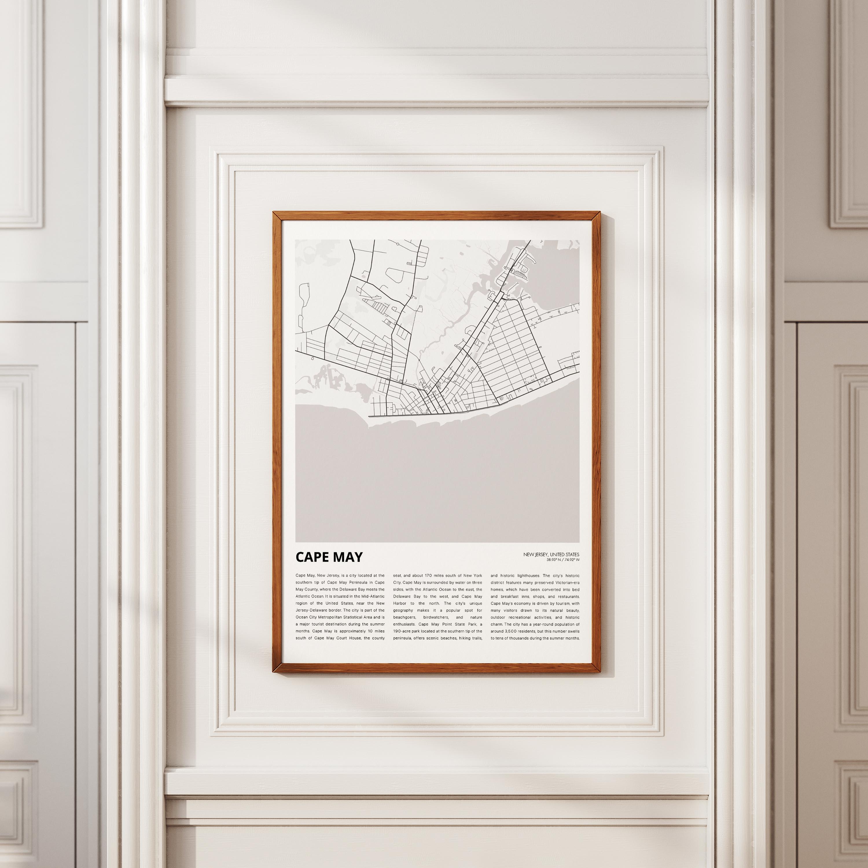 Cape May Map Print, Cape May Travel Map, Cape May Wall Decor Art, Cape May New Jersey ...