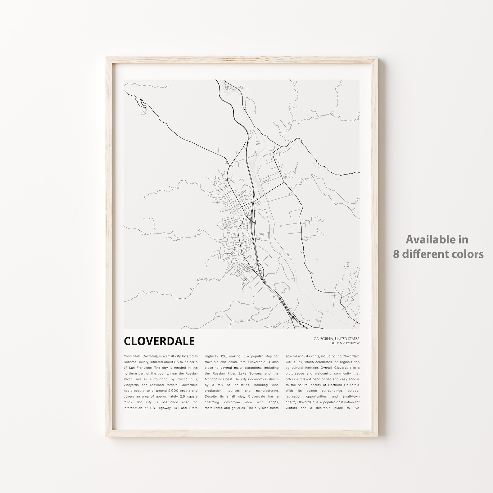Cloverdale Map Print, Cloverdale Travel Map, Cloverdale Wall Decor Art ...