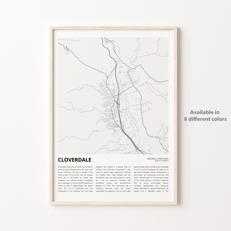Cloverdale Map Print, Cloverdale Travel Map, Cloverdale Wall Decor Art ...