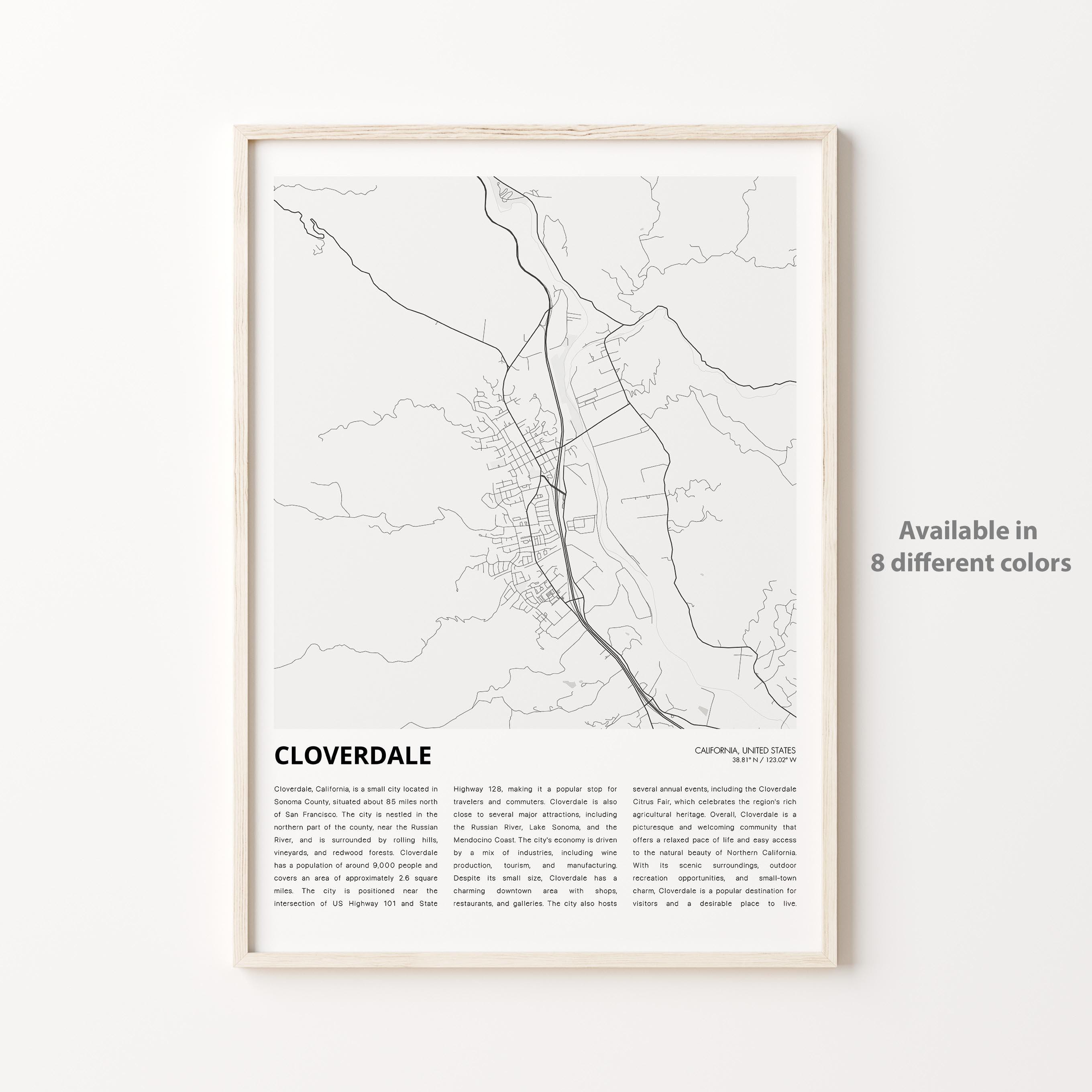Cloverdale Map Print, Cloverdale Travel Map, Cloverdale Wall Decor Art ...