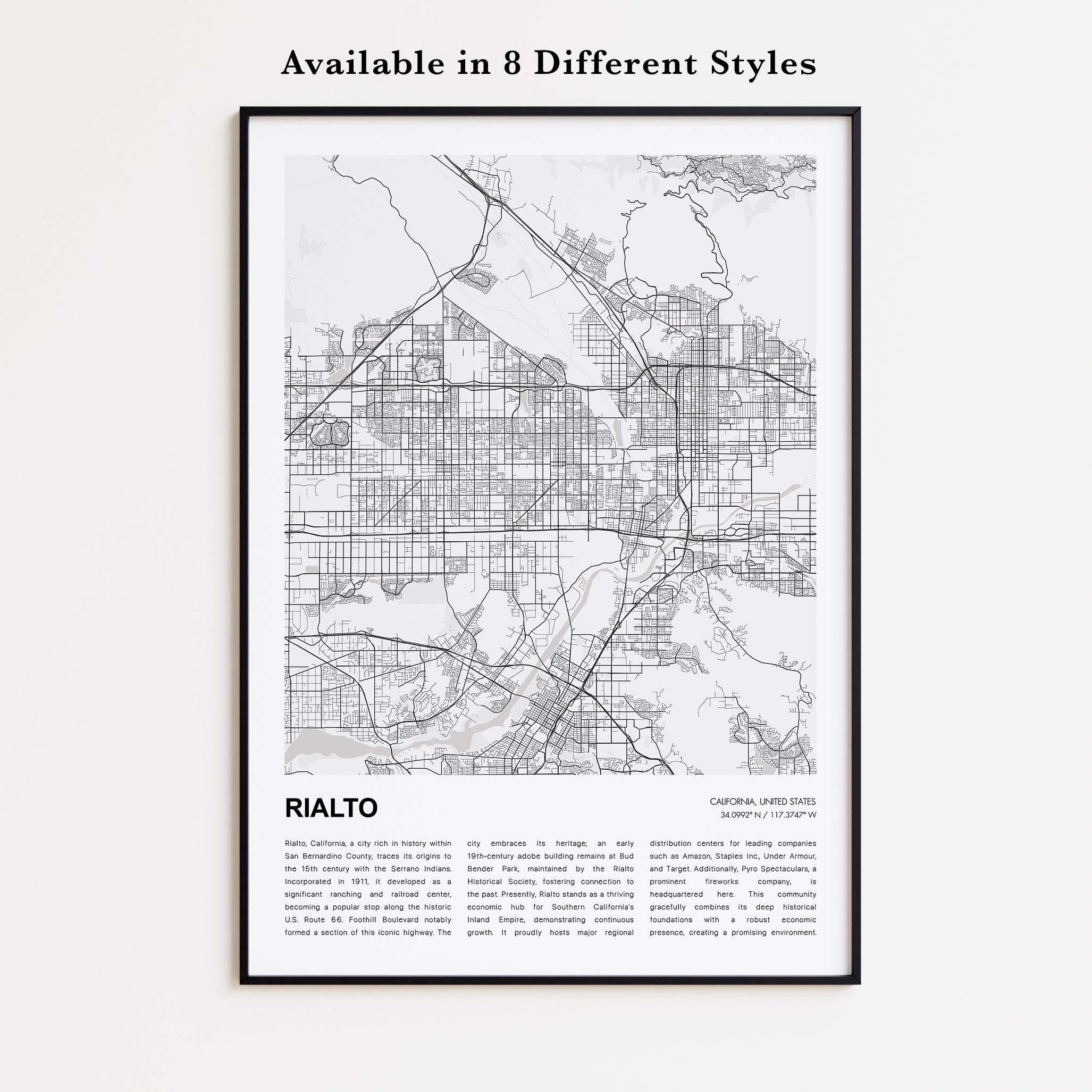 Rialto Map Print, Rialto Travel Map, Rialto Wall Decor Art, Rialto ...